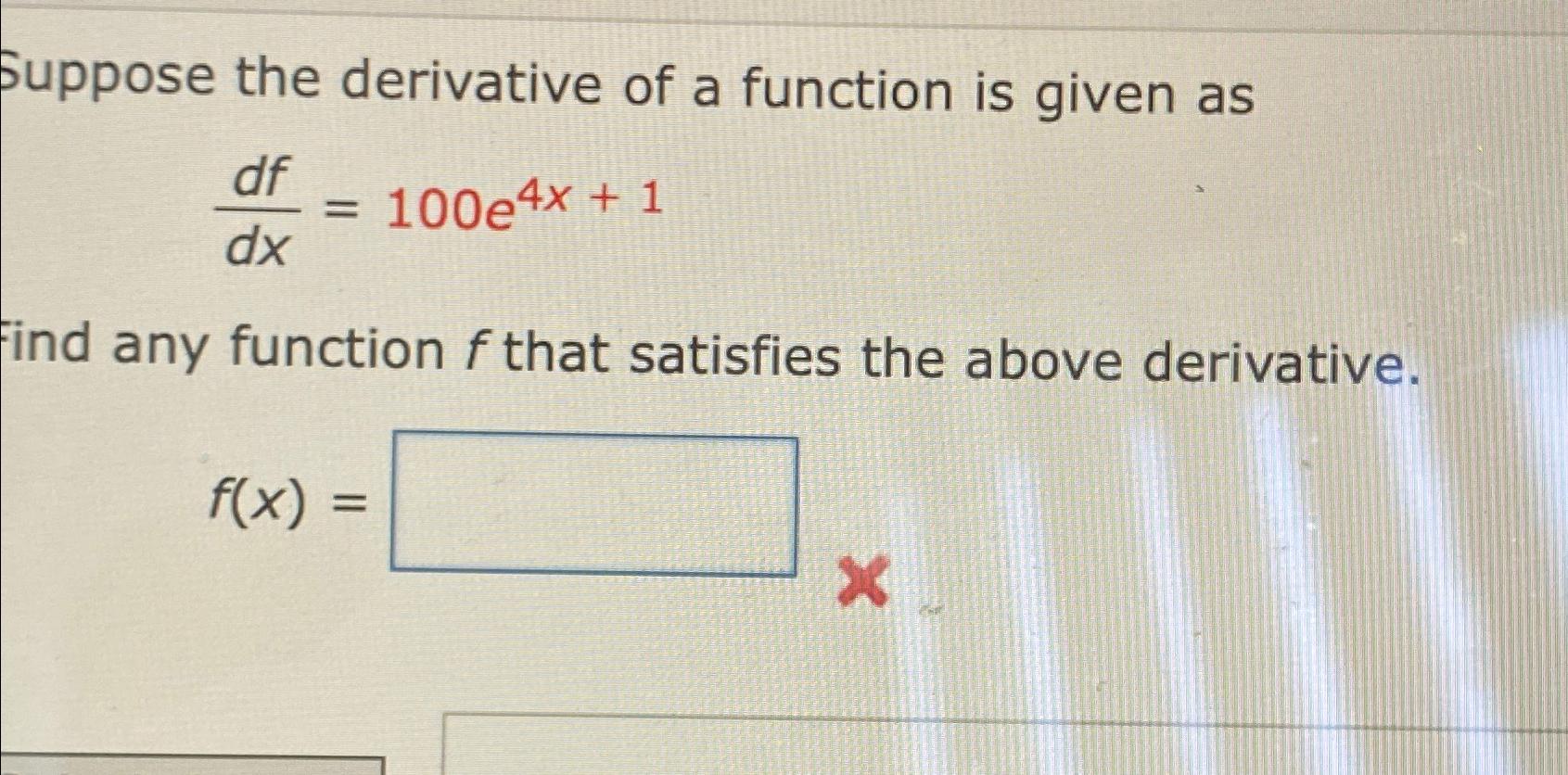 Solved Suppose the derivative of a function is given | Chegg.com