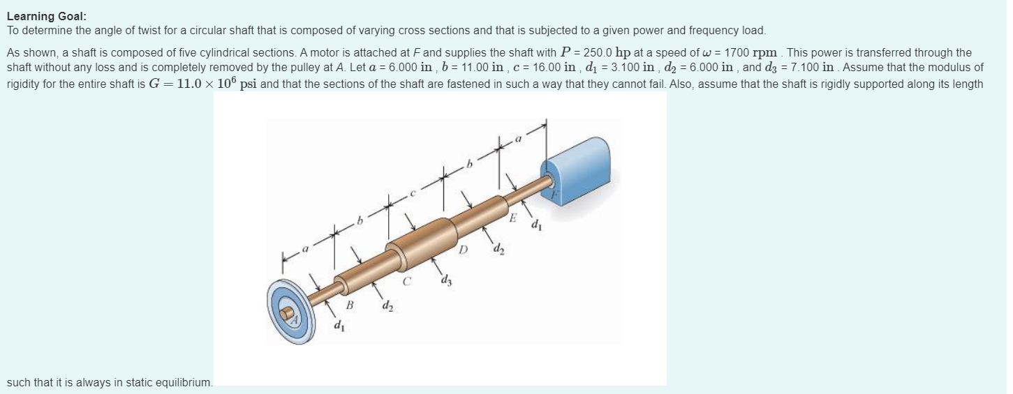 Solved Learning Goal: To determine the angle of twist for a | Chegg.com
