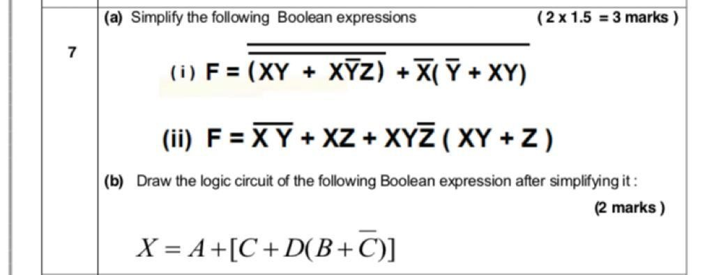 Solved (a) Simplify the following Boolean expressions (2 x | Chegg.com