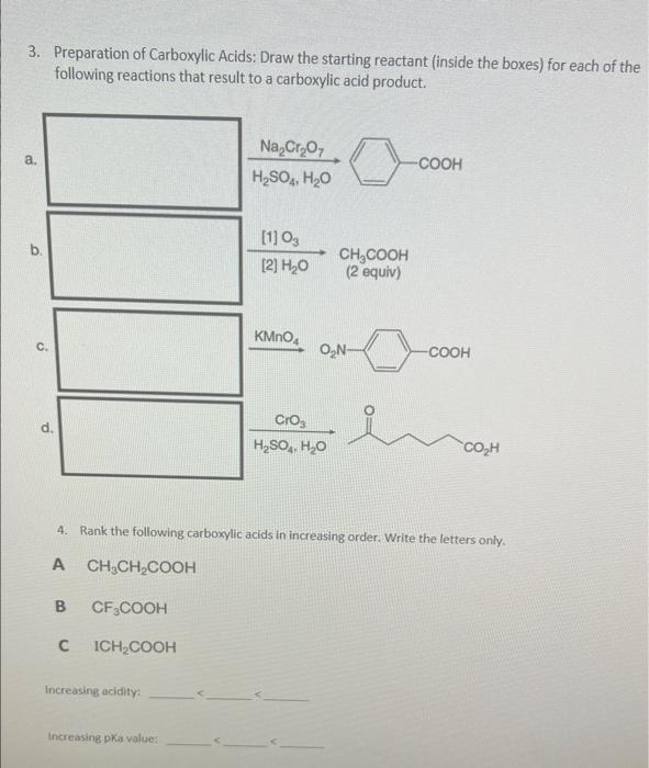 Solved 3. Preparation of Carboxylic Acids: Draw the starting | Chegg.com