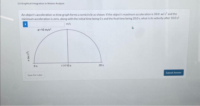 Solved 2.6 Graphical Integration in Motion Analysis An | Chegg.com