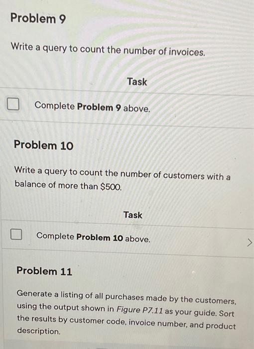 Solved Write a query to count the number of invoices. Task | Chegg.com