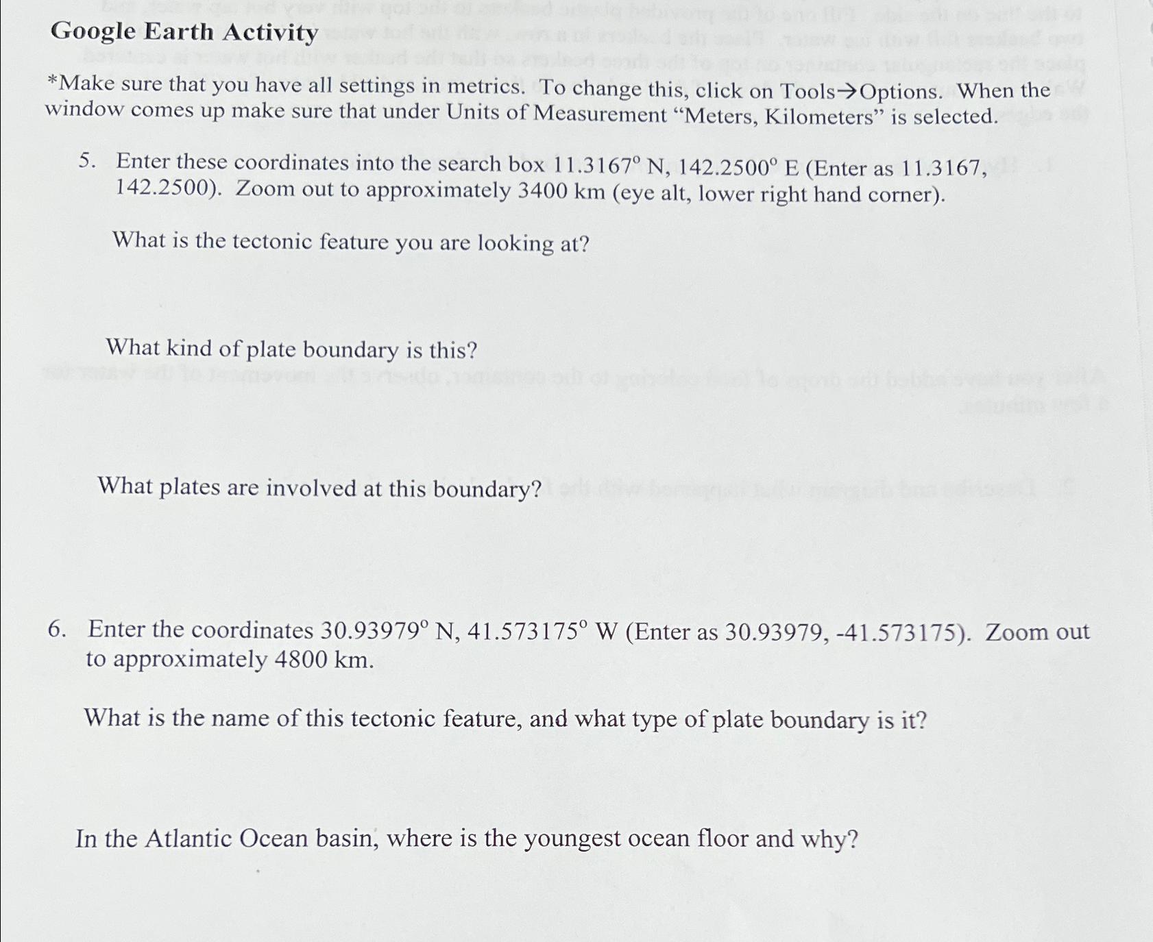 Solved Google Earth Activity*Make sure that you have all | Chegg.com