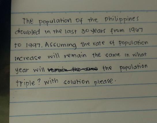 Solved The population of the philippines doubled in the last | Chegg.com