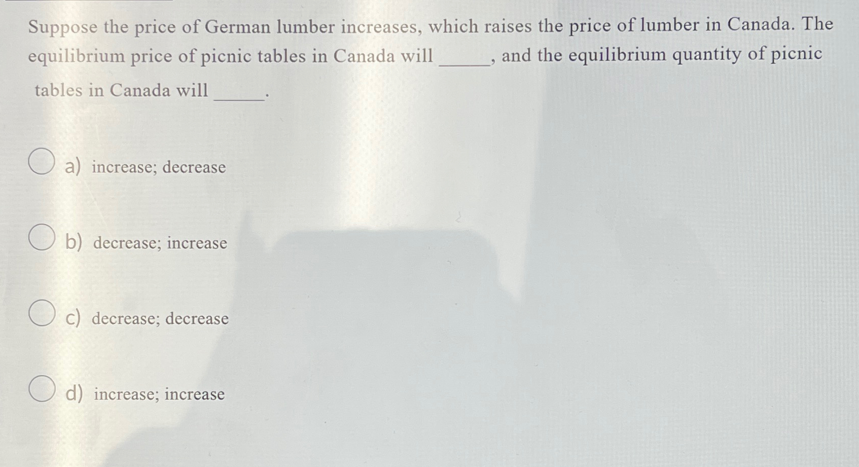 Solved Suppose the price of German lumber increases, which | Chegg.com