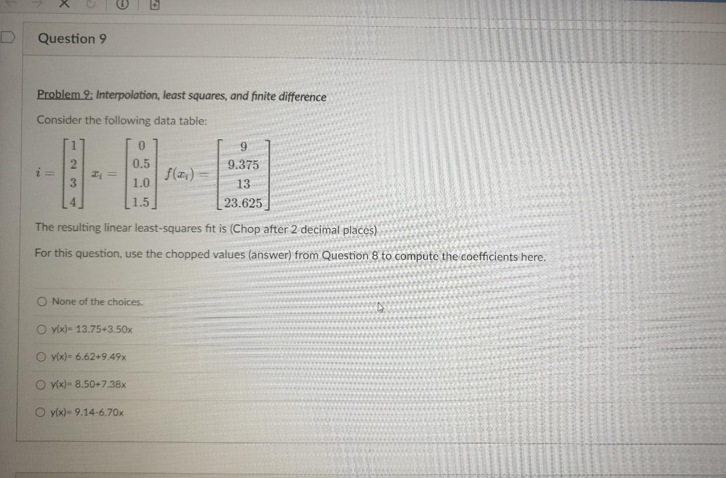 Solved 1 pt Problem 8: Interpolation, least squares, and | Chegg.com