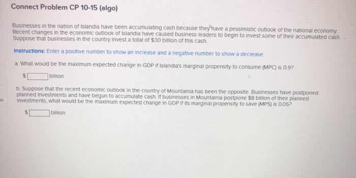 Solved Connect Problem CP 10-15 (algo) Businesses in the | Chegg.com