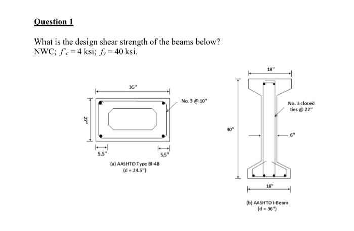 Solved Question 1 What is the design shear strength of the | Chegg.com