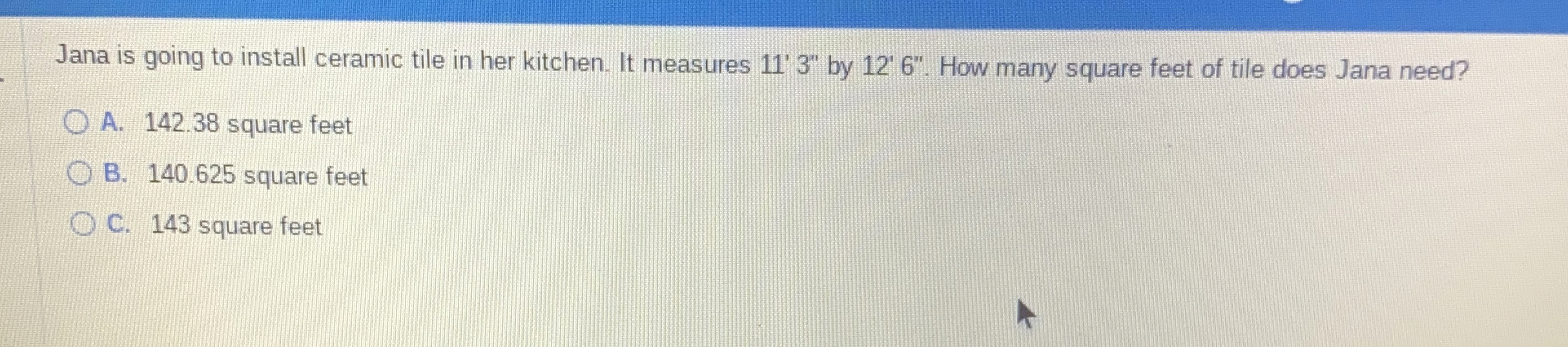 Solved Jana is going to install ceramic tile in her kitchen. | Chegg.com