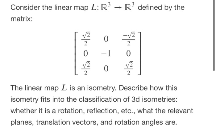 Solved Consider the linear map L: R3 → R3 defined by the | Chegg.com