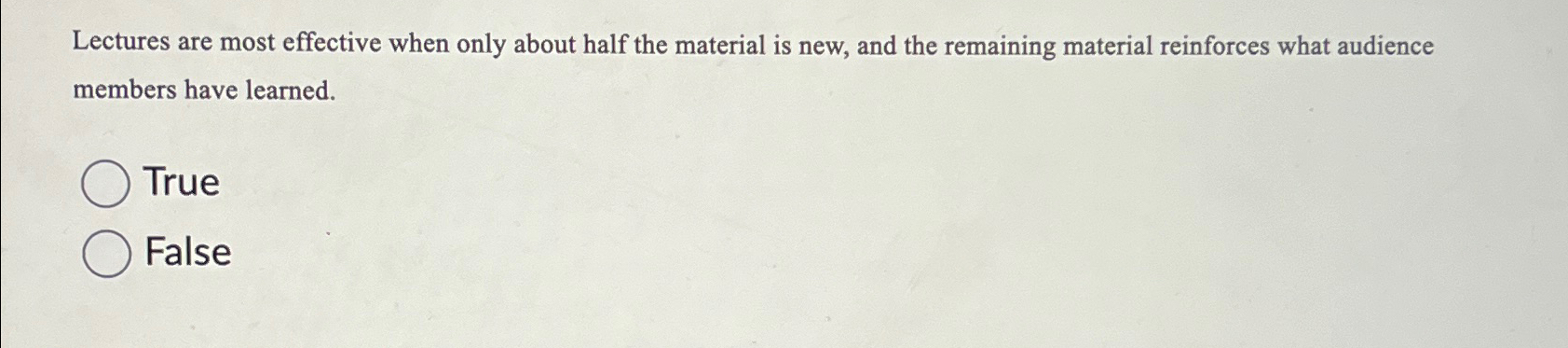 Solved Lectures are most effective when only about half the | Chegg.com