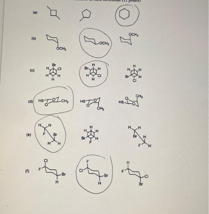 Solved explain answers (b) and (d) and (f) (most stable | Chegg.com
