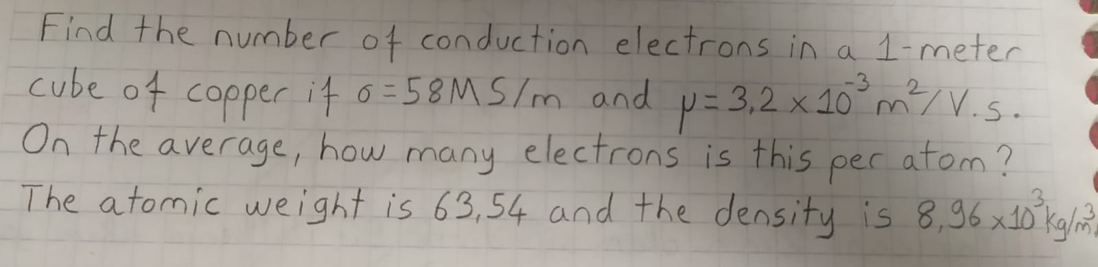 Solved Find the number of ﻿conduction electrons | Chegg.com