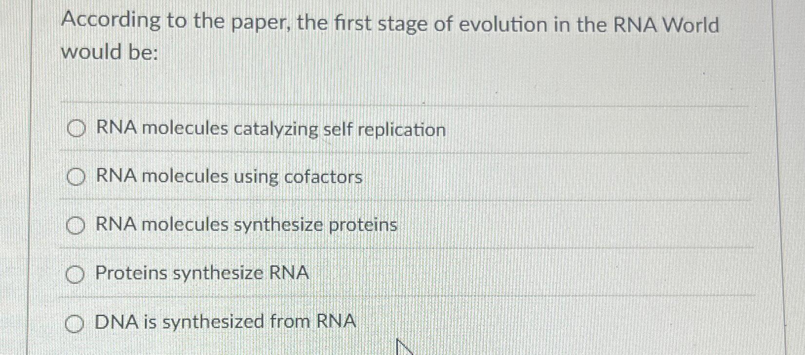 Solved According to the paper, the first stage of evolution | Chegg.com