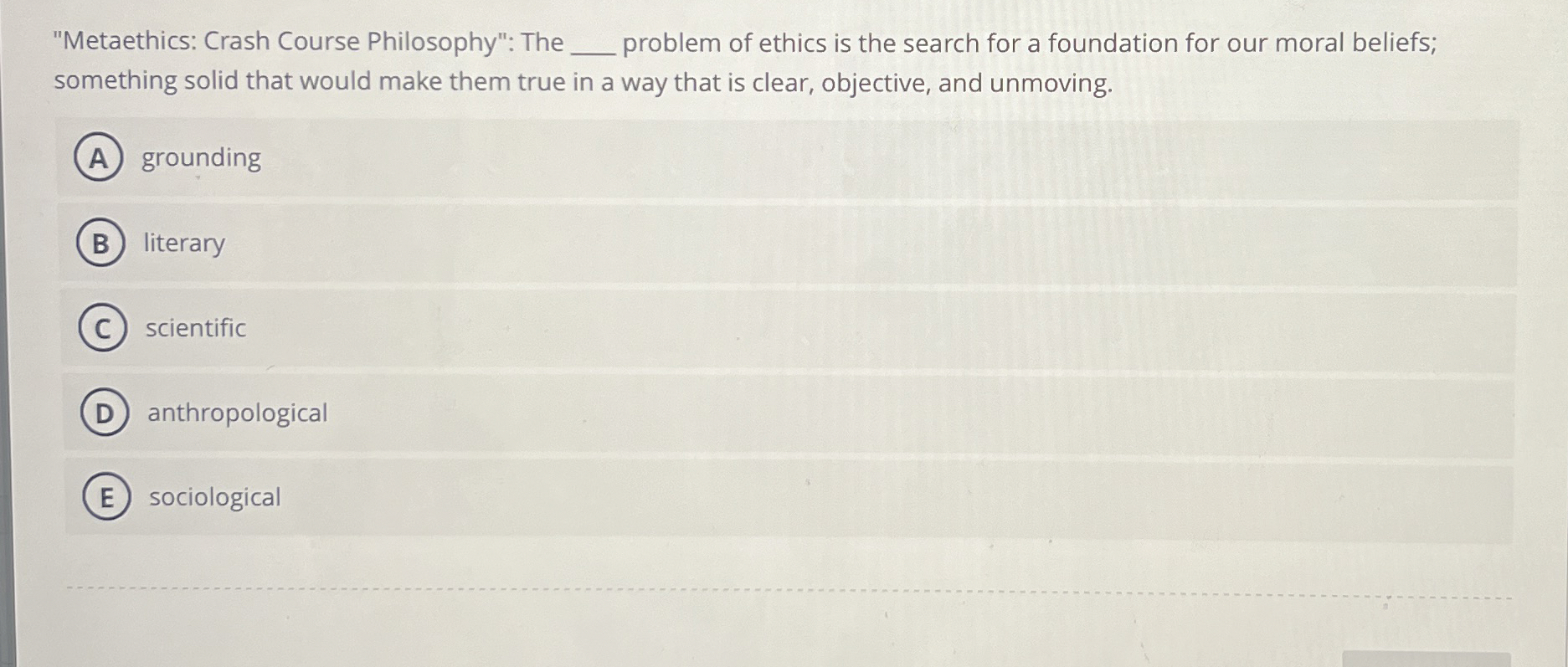 Solved "Metaethics: Crash Course Philosophy": Theproblem of | Chegg.com
