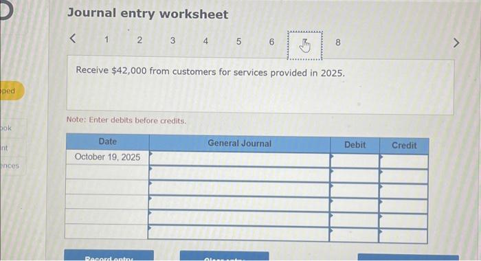 Solved Journal entry worksheet Receive $42,000 from | Chegg.com