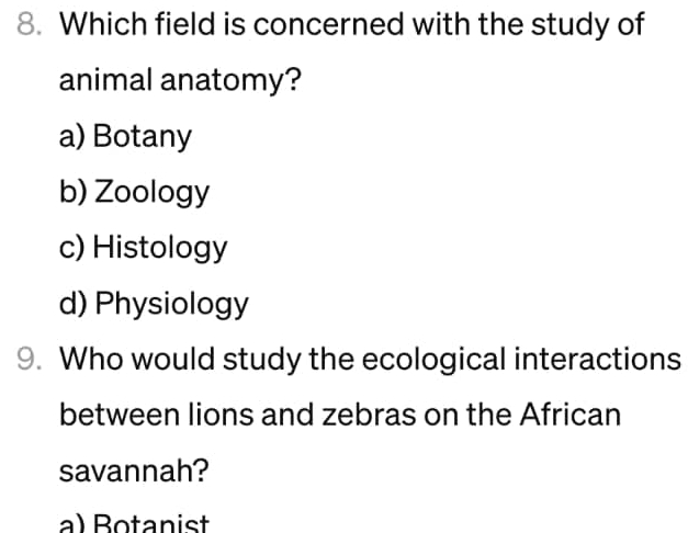 Solved biology: Which field is concerned with the study of | Chegg.com