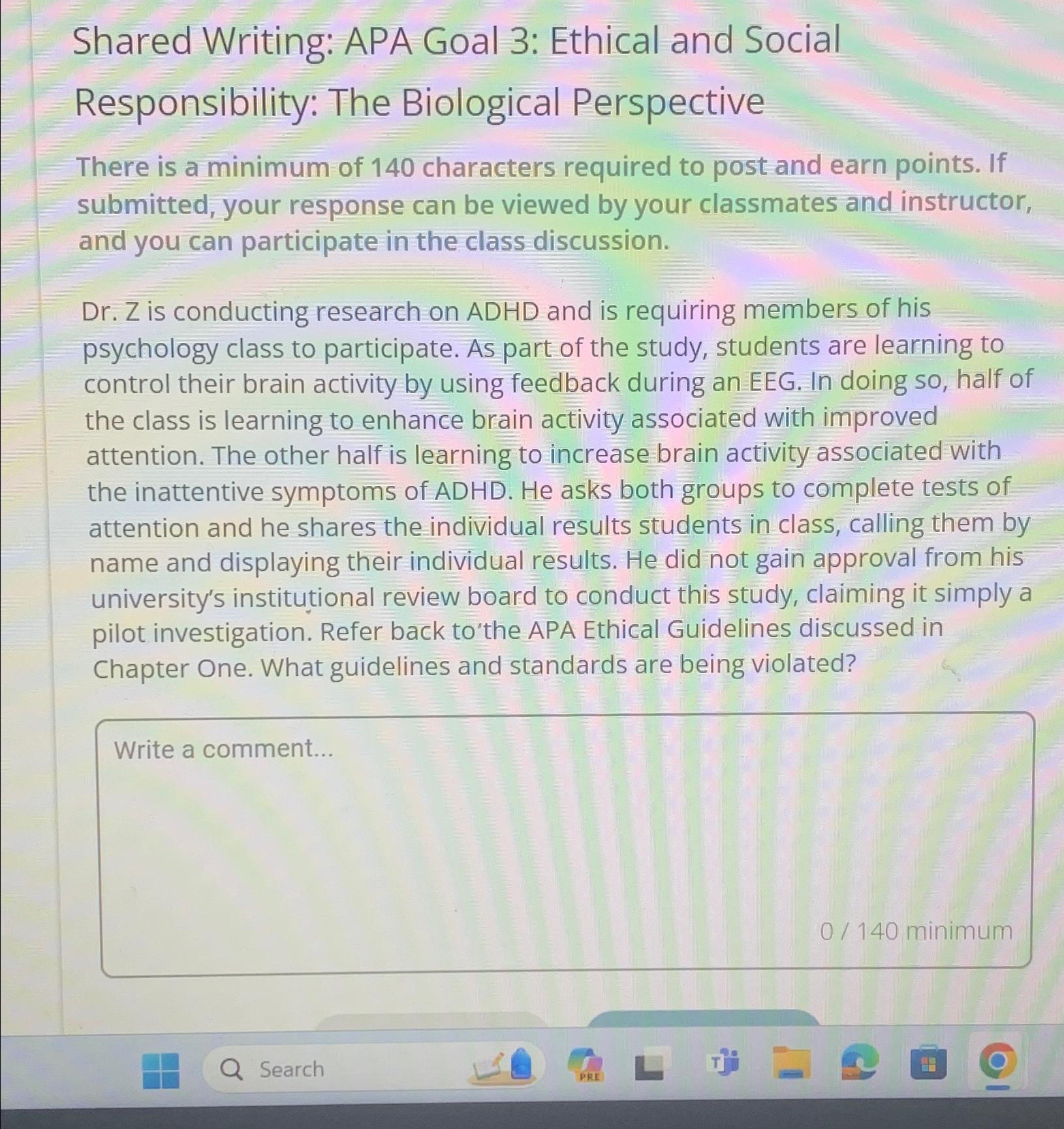 Solved Shared Writing: APA Goal 3: Ethical and | Chegg.com