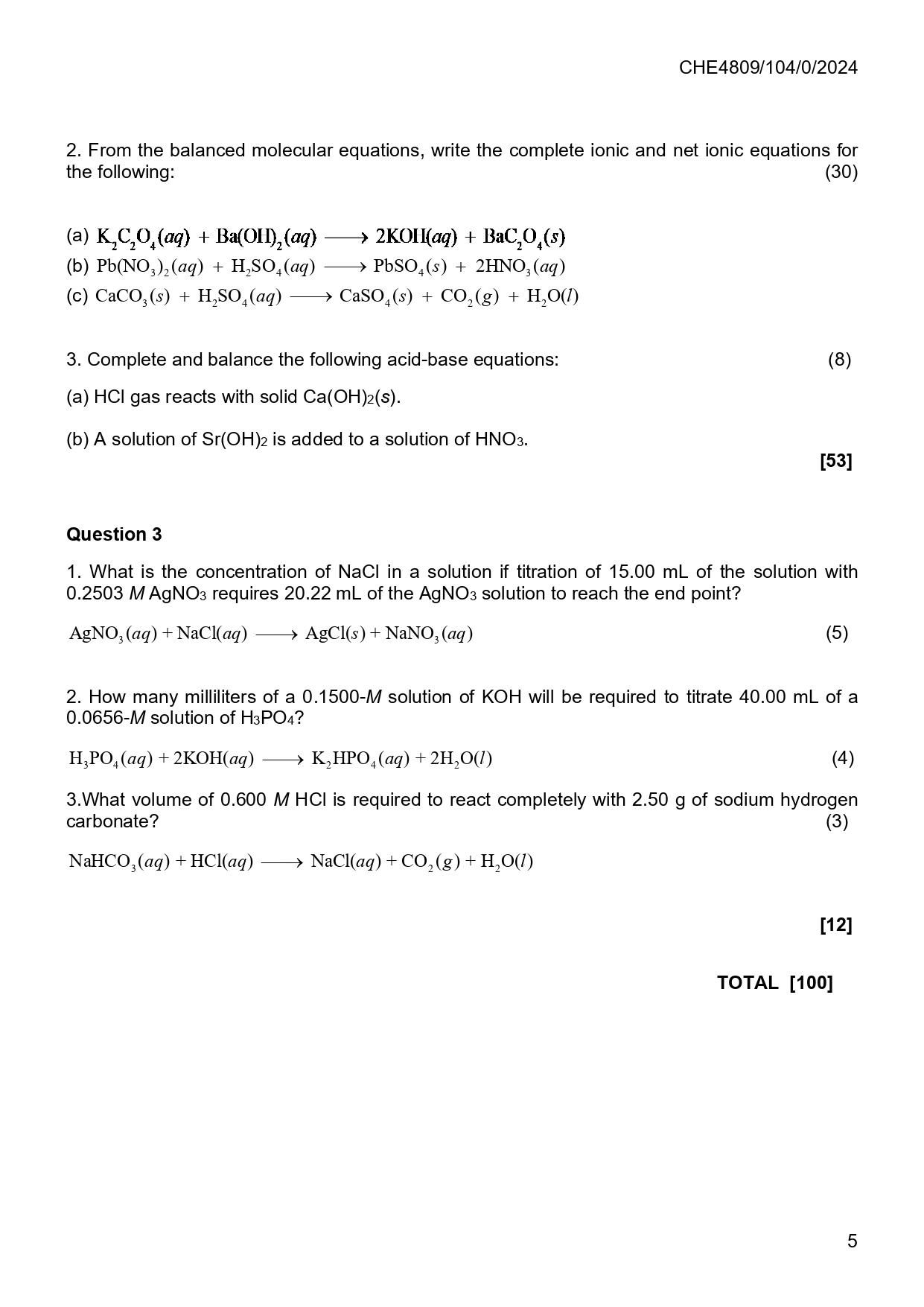 Solved Assignment 3From the balanced molecular equations, | Chegg.com