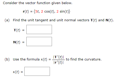 Solved Consider the vector function given below.r(t) = | Chegg.com