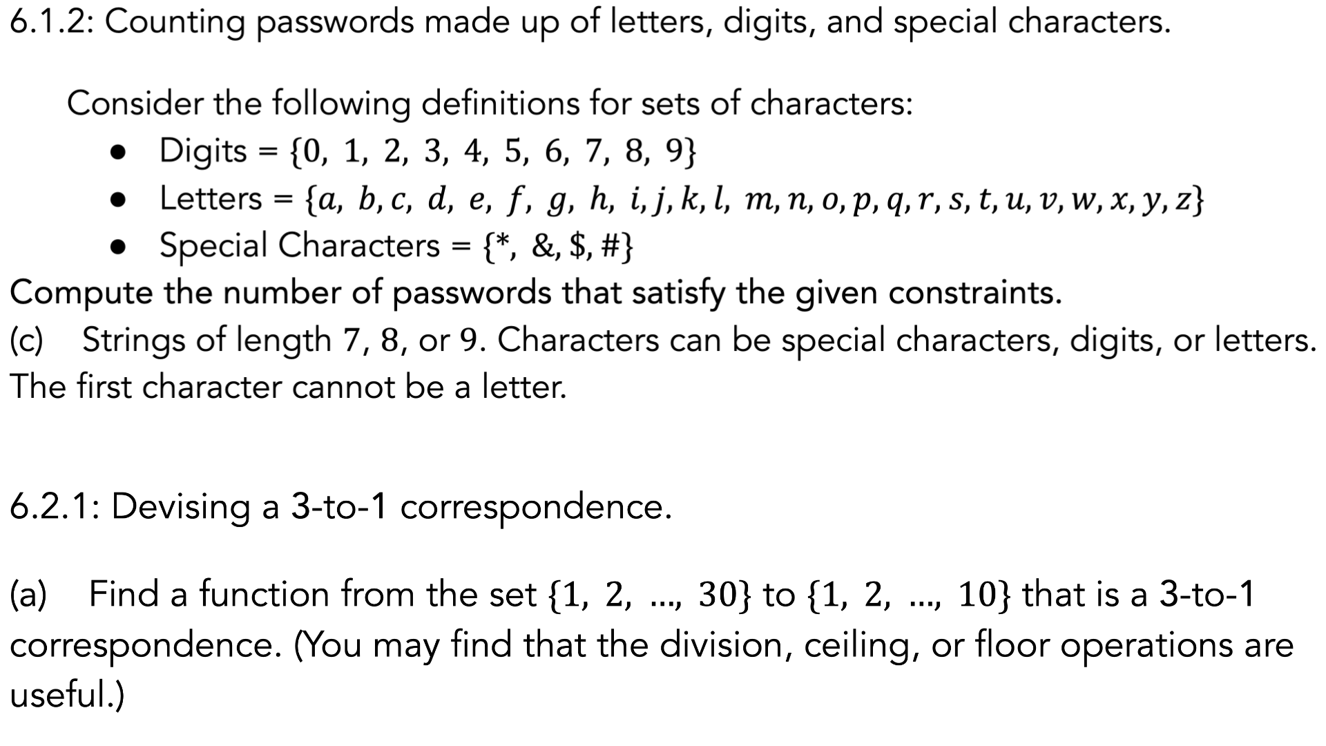 Solved 6.1.2: Counting passwords made up of letters, digits, | Chegg.com