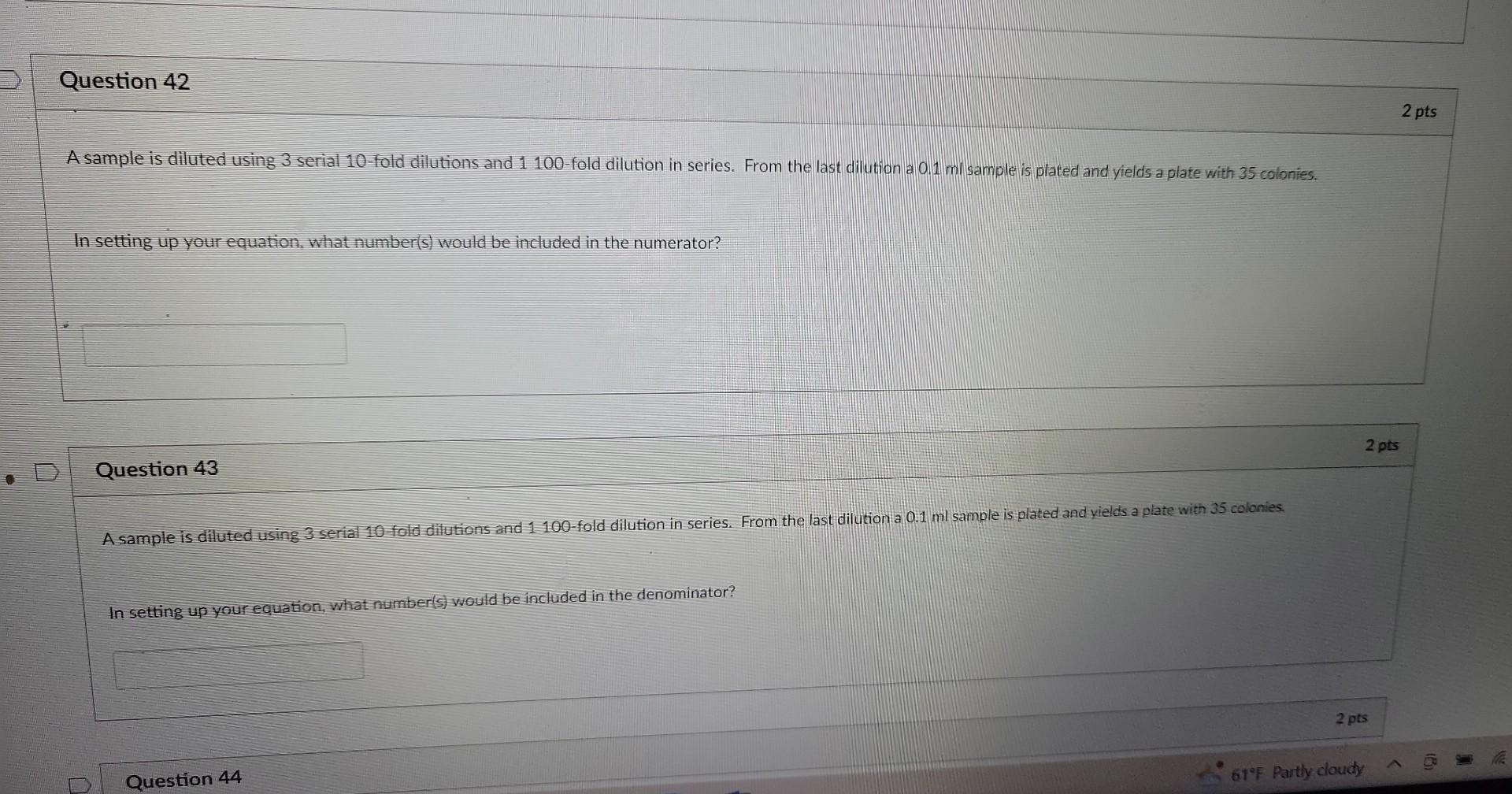 Solved A sample is diluted using 3 serial 10 -fold dilutions | Chegg.com