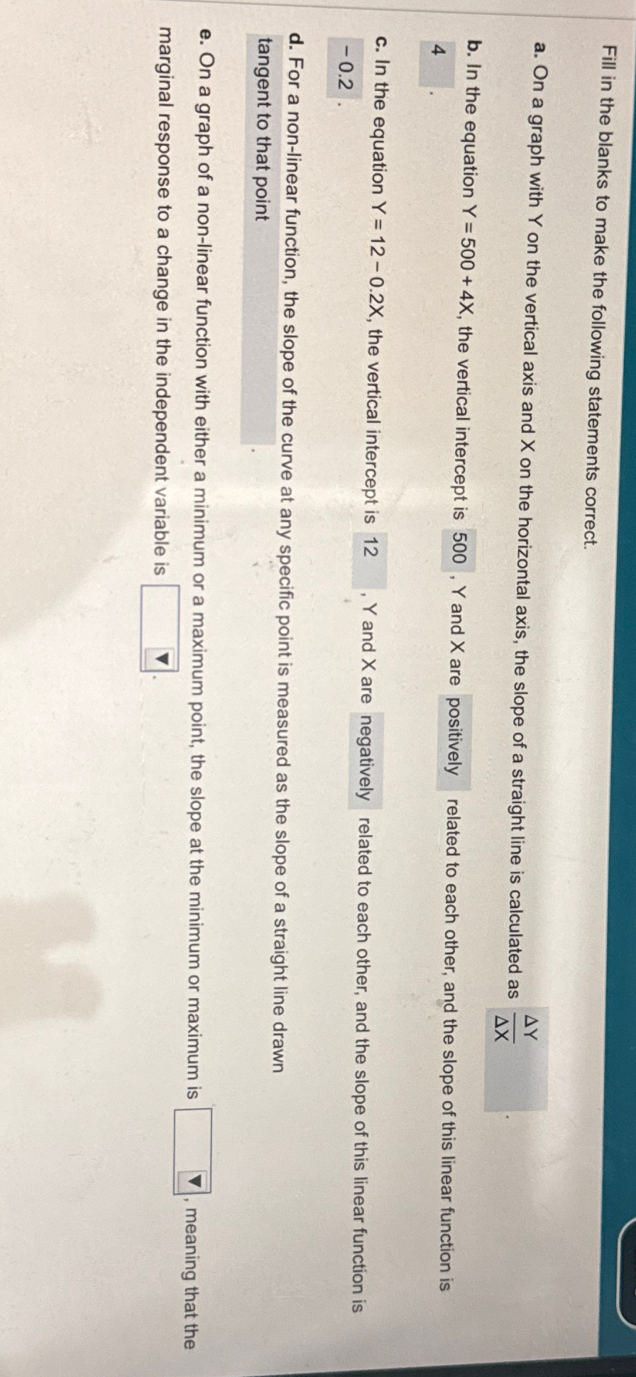 Solved Fill in the blanks to make the following statements | Chegg.com