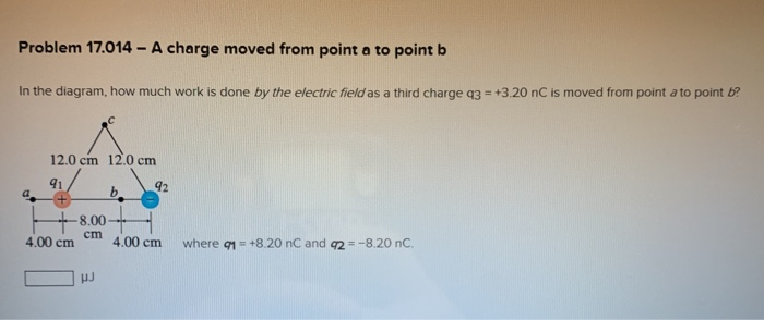Solved Problem 17.014 - A charge moved from point a to point | Chegg.com