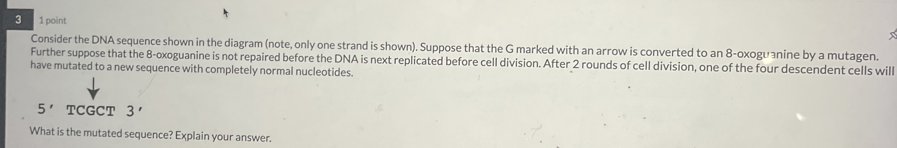 Solved 31 ﻿pointConsider the DNA sequence shown in the | Chegg.com