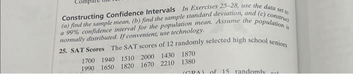 Solved Constructing Confidence Intervals In Exercises 25-28, | Chegg.com