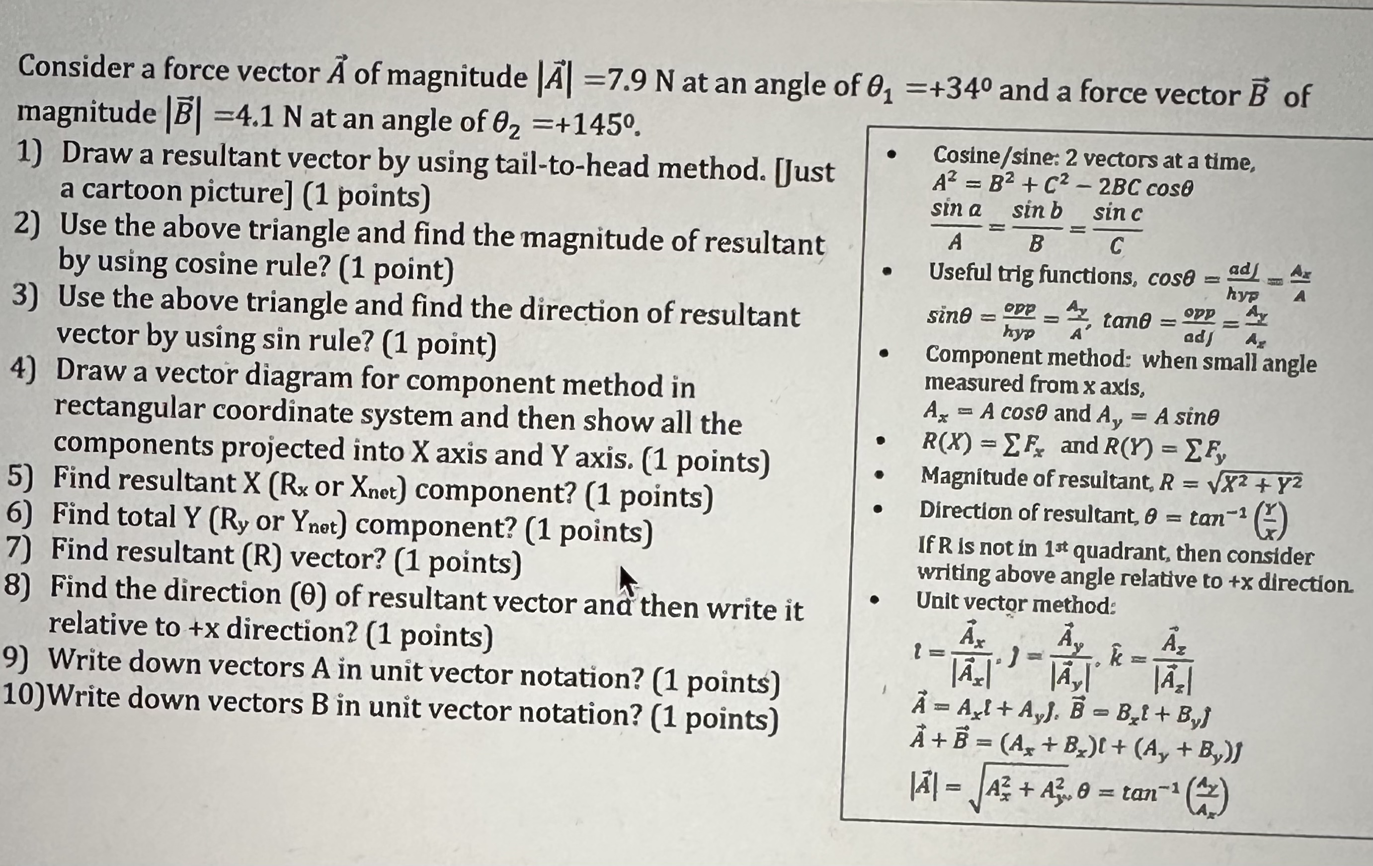 Solved Consider a force vector vec(A) ﻿of magnitude | Chegg.com