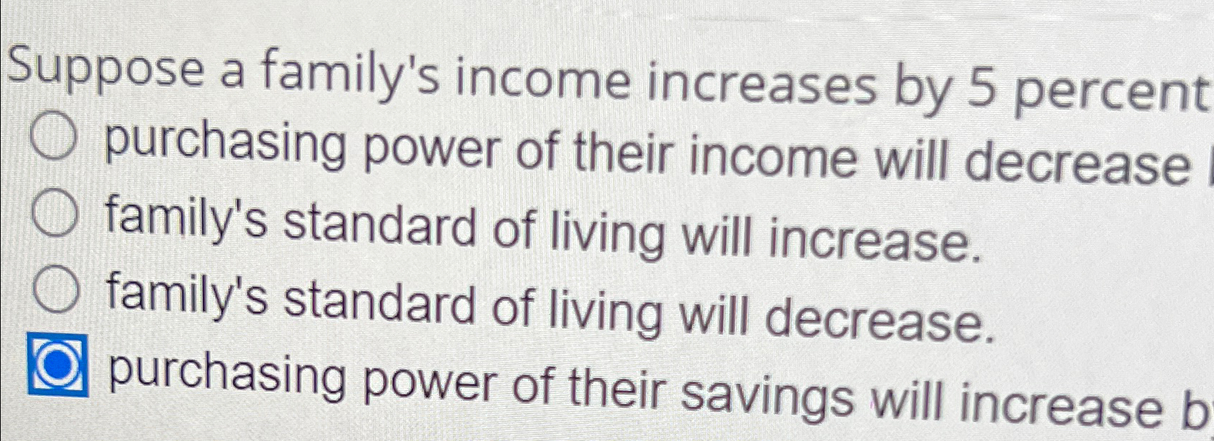 Solved Suppose a family's income increases by 5 ﻿percent | Chegg.com