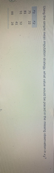 Solved Using the simple mean imputation strategy, what value | Chegg.com