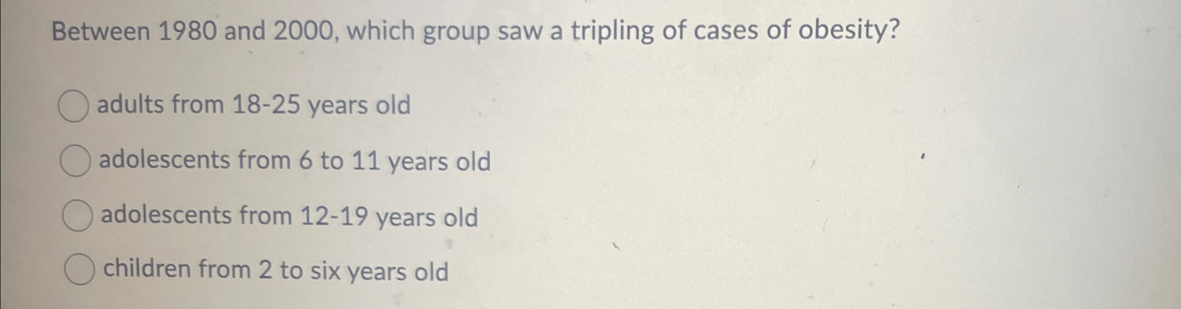 Solved Between 1980 ﻿and 2000 , ﻿which group saw a tripling | Chegg.com