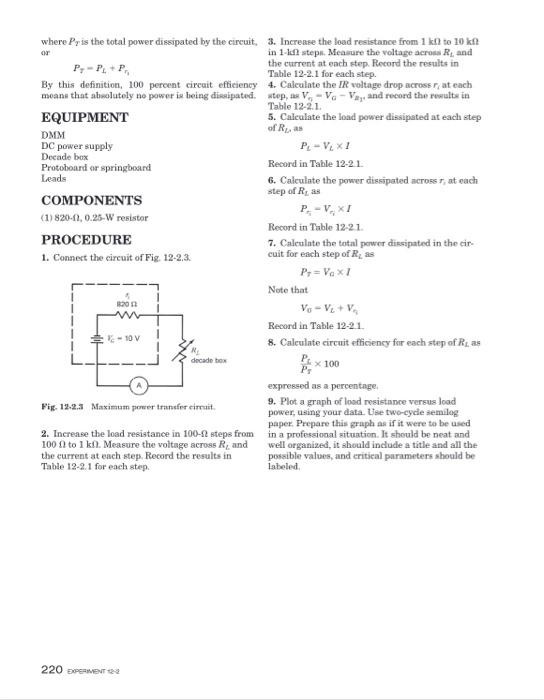 Solved CHAPTER 12 EXPERIMENT 12. 2 LOAD MATCH AND MAXIMUM | Chegg.com