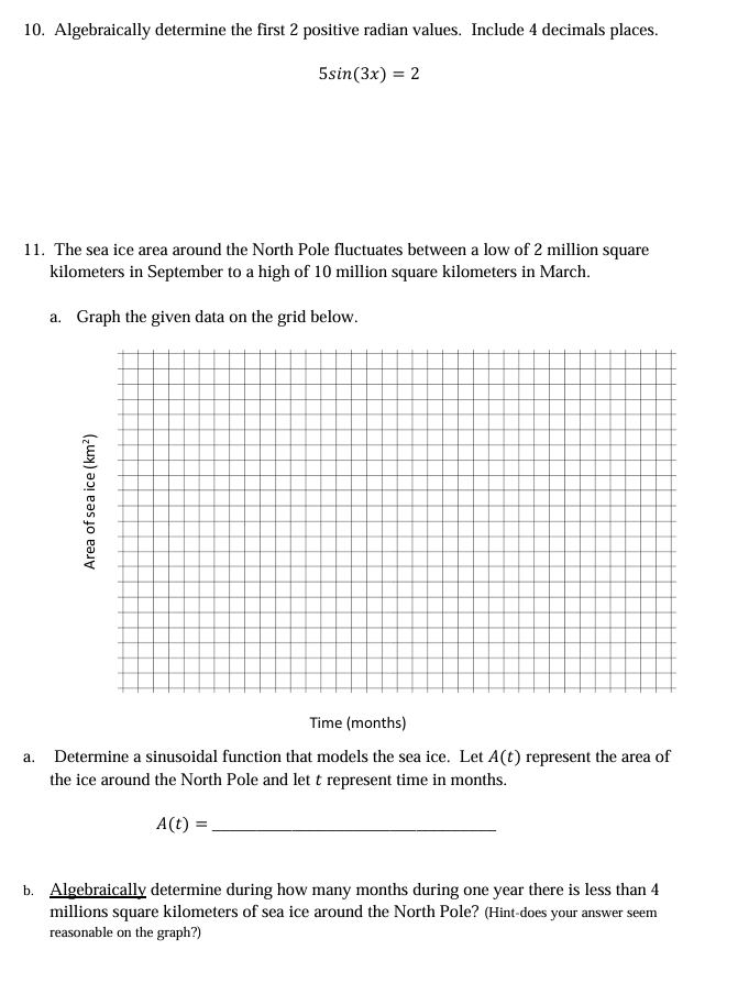 Solved Please answer all questions. Algebraically determine | Chegg.com