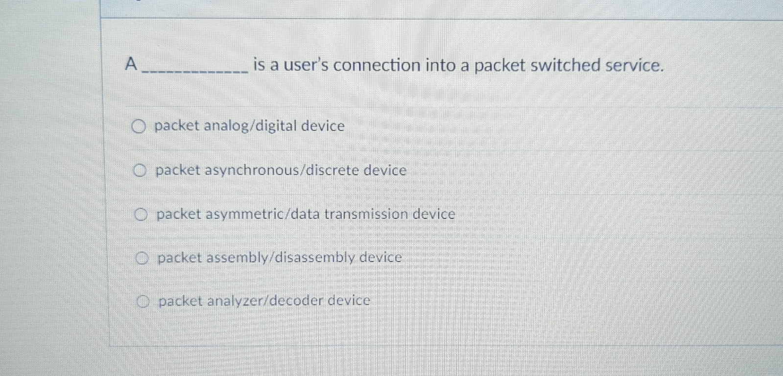 Solved A Is A Users Connection Into A Packet Switched