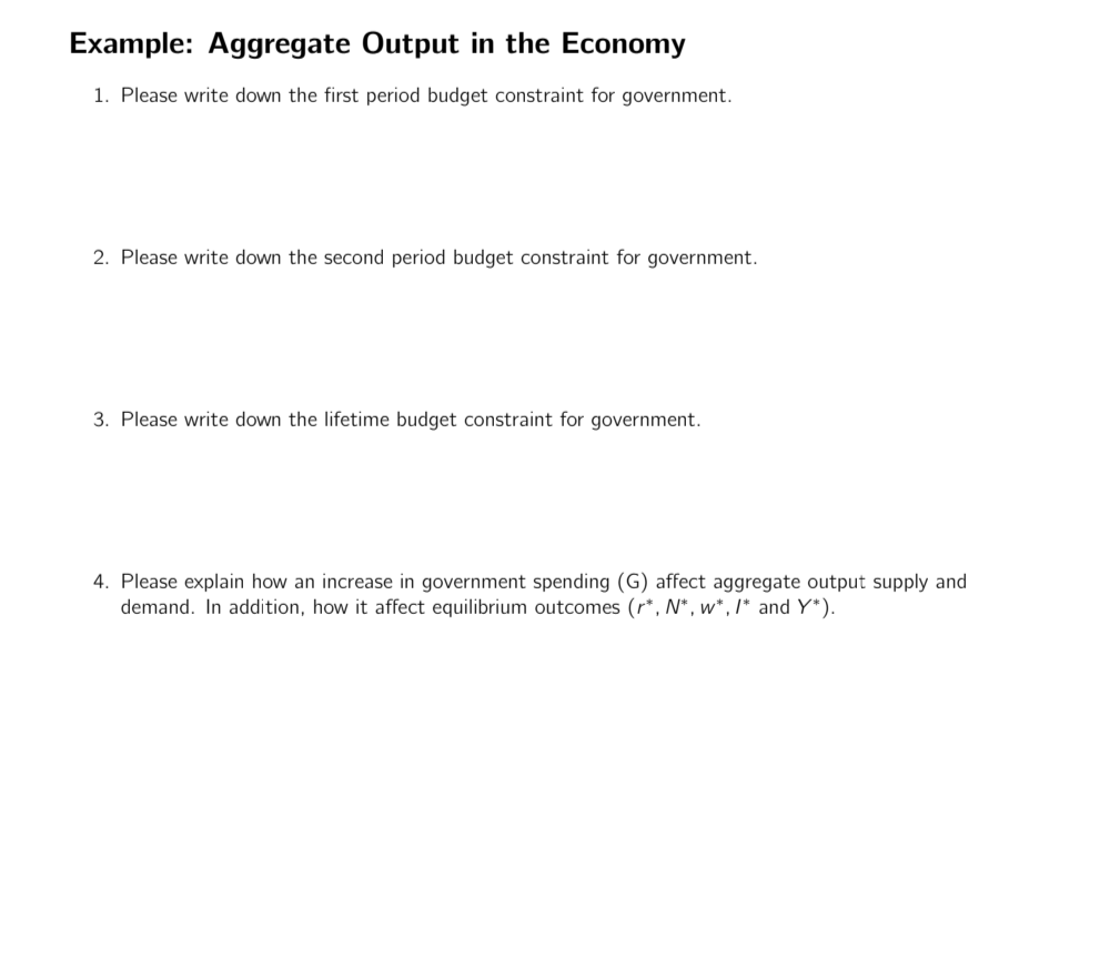 Solved Example: Aggregate Output in the EconomyPlease write | Chegg.com
