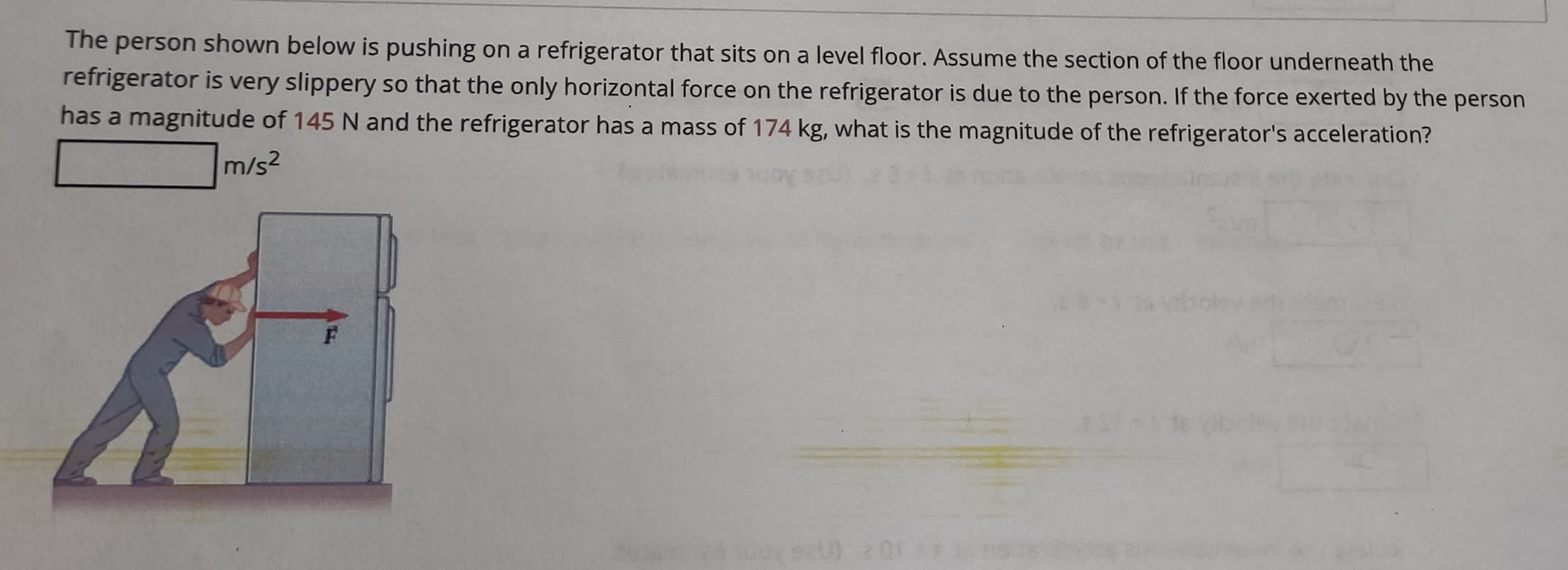 Solved The person shown below is pushing on a refrigerator | Chegg.com