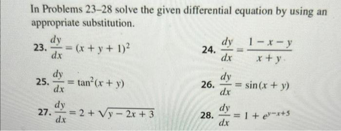 Solved In Problems 23-28 solve the given differential | Chegg.com