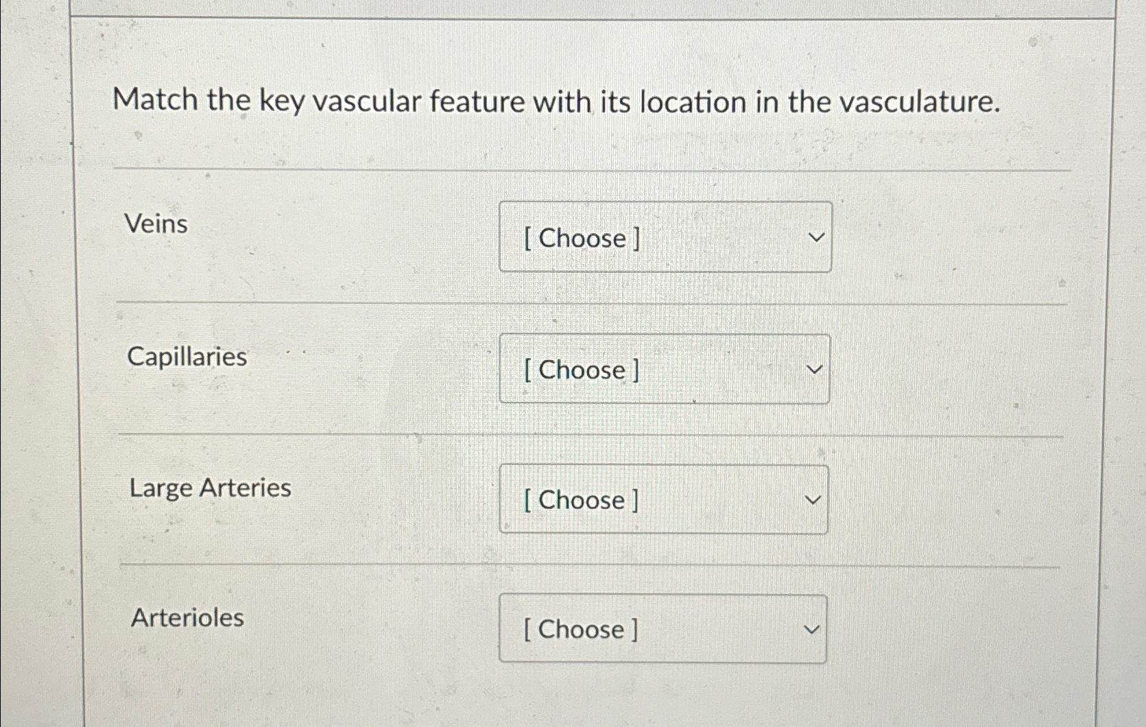 Solved Match the key vascular feature with its location in | Chegg.com