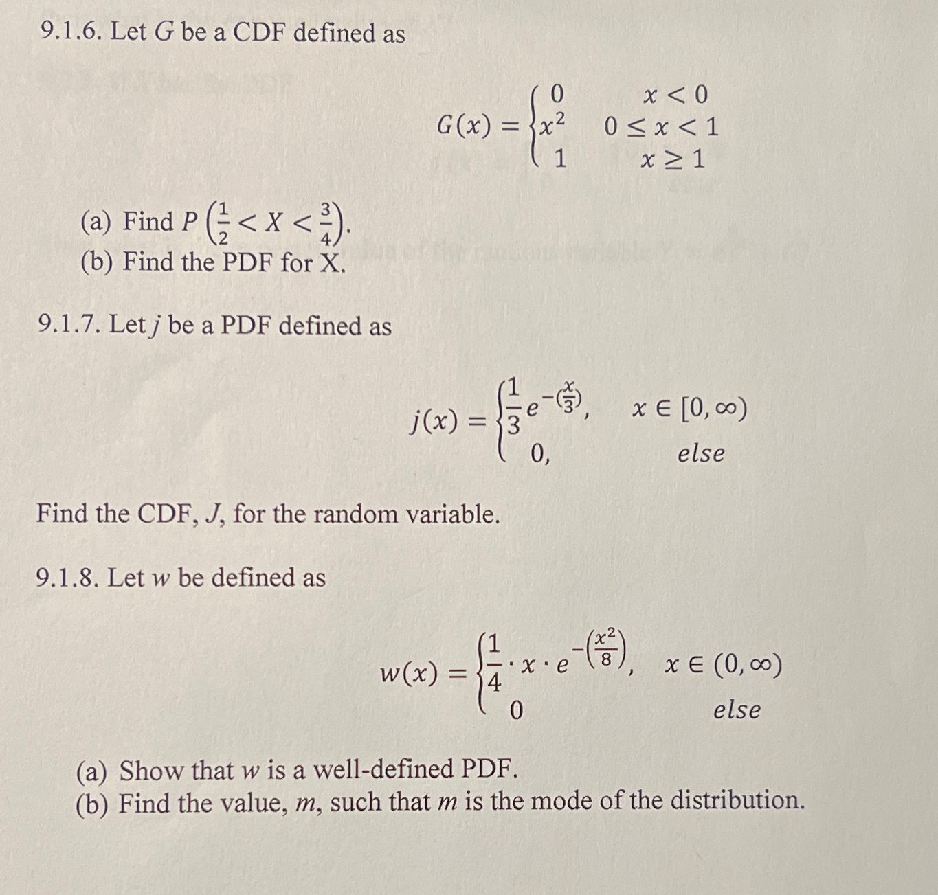 Solved 9.1.6. ﻿Let G ﻿be a CDF defined | Chegg.com