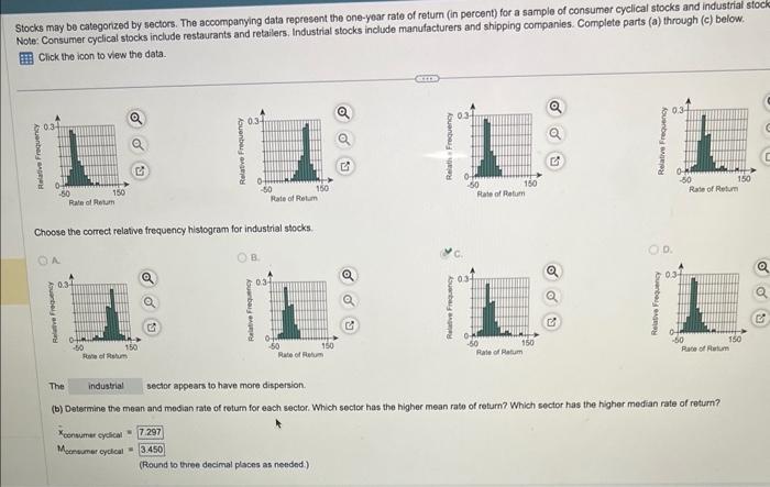 Stocks may be categorized by sectors. The accompanyeg | Chegg.com