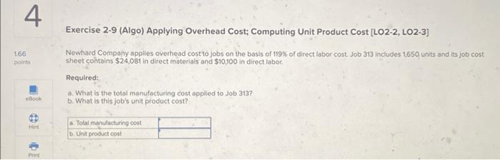 Solved Exercise 2-9 (Algo) Applying Overhead Cost; Computing | Chegg.com