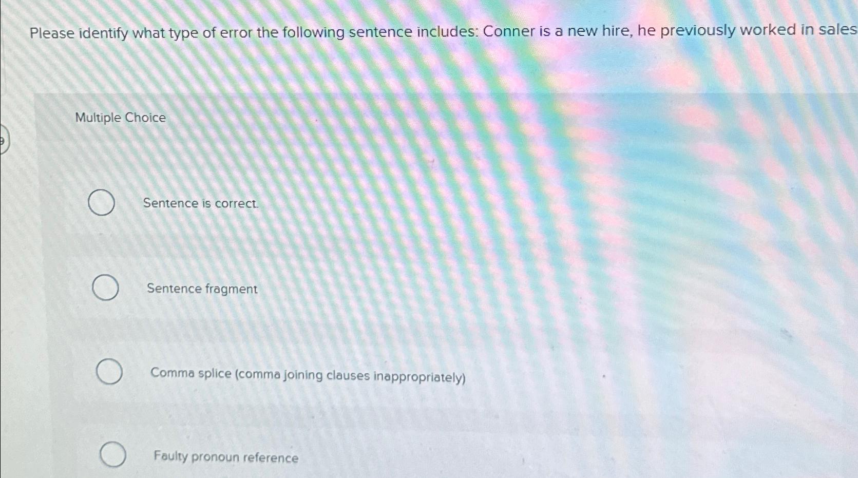 Solved Please identify what type of error the following | Chegg.com