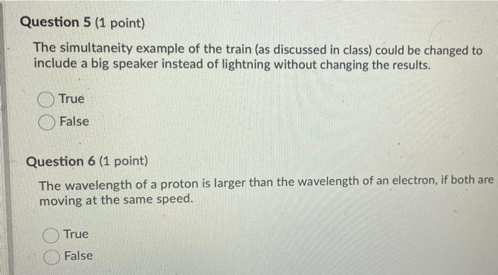 Solved Question 5 (1 point) The simultaneity example of the | Chegg.com