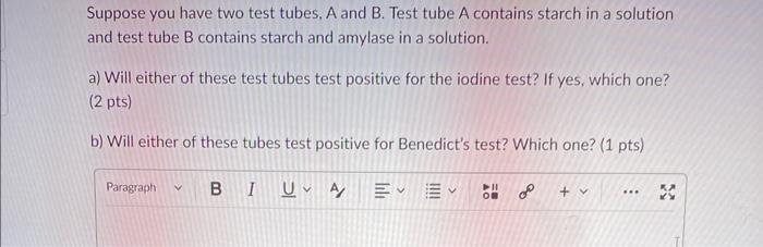 Solved Suppose you have two test tubes, A and B. Test tube A | Chegg.com