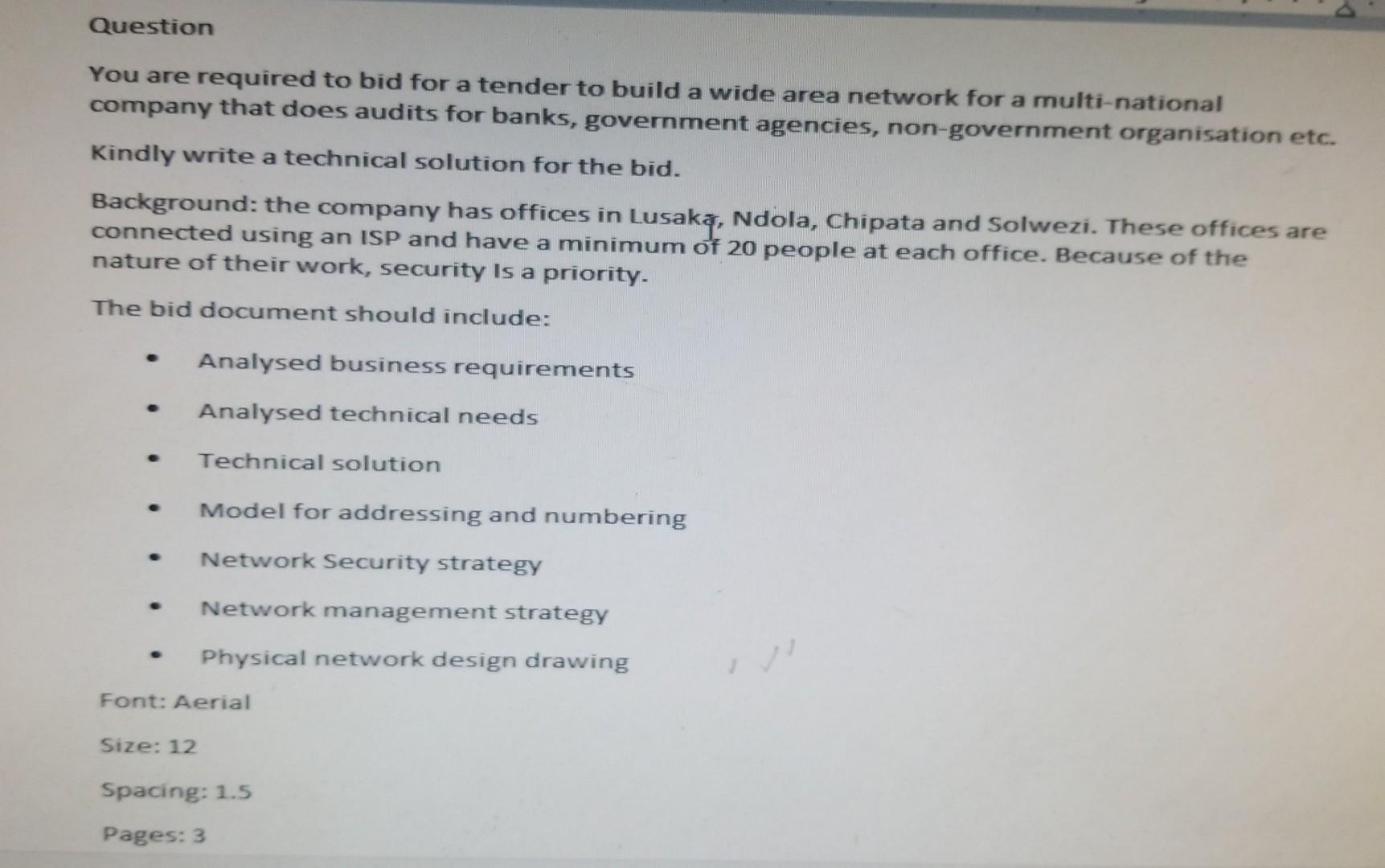 Solved You are required to bid for a tender to build a wide | Chegg.com