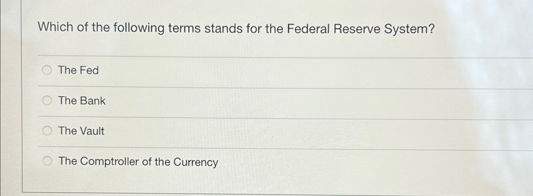 Solved Which of the following terms stands for the Federal | Chegg.com