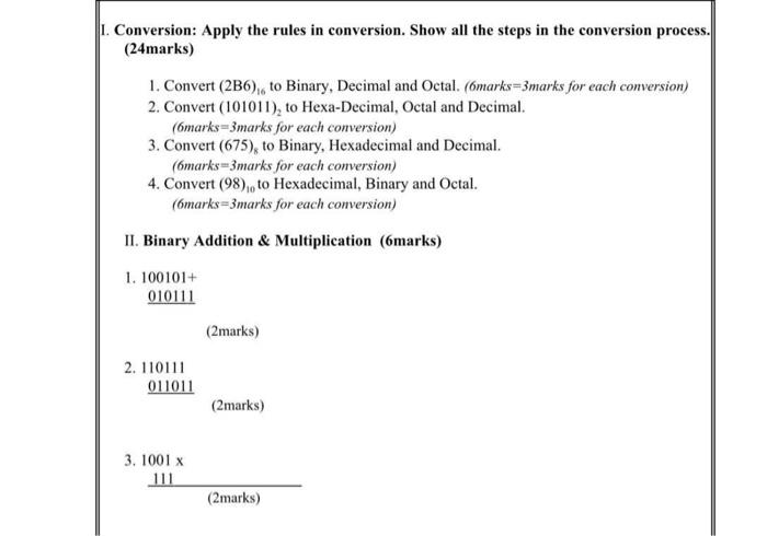 Solved 1. Conversion: Apply the rules in conversion. Show | Chegg.com